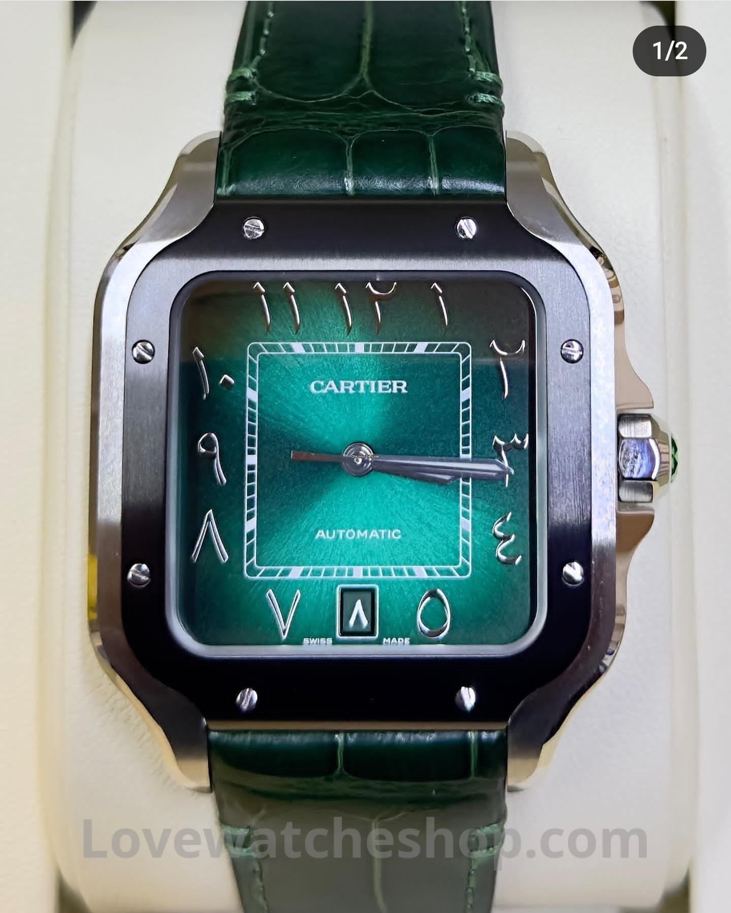 Cartier Santos Green Arabic Dial Middle East Exclusive Edition